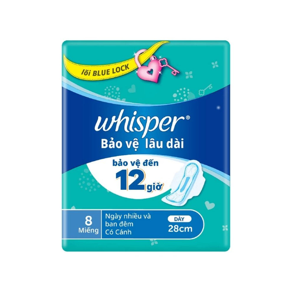 Whisper Long-Lasting Protection Sanitary Pads 28cm, 8 Pieces, Wholesale ...