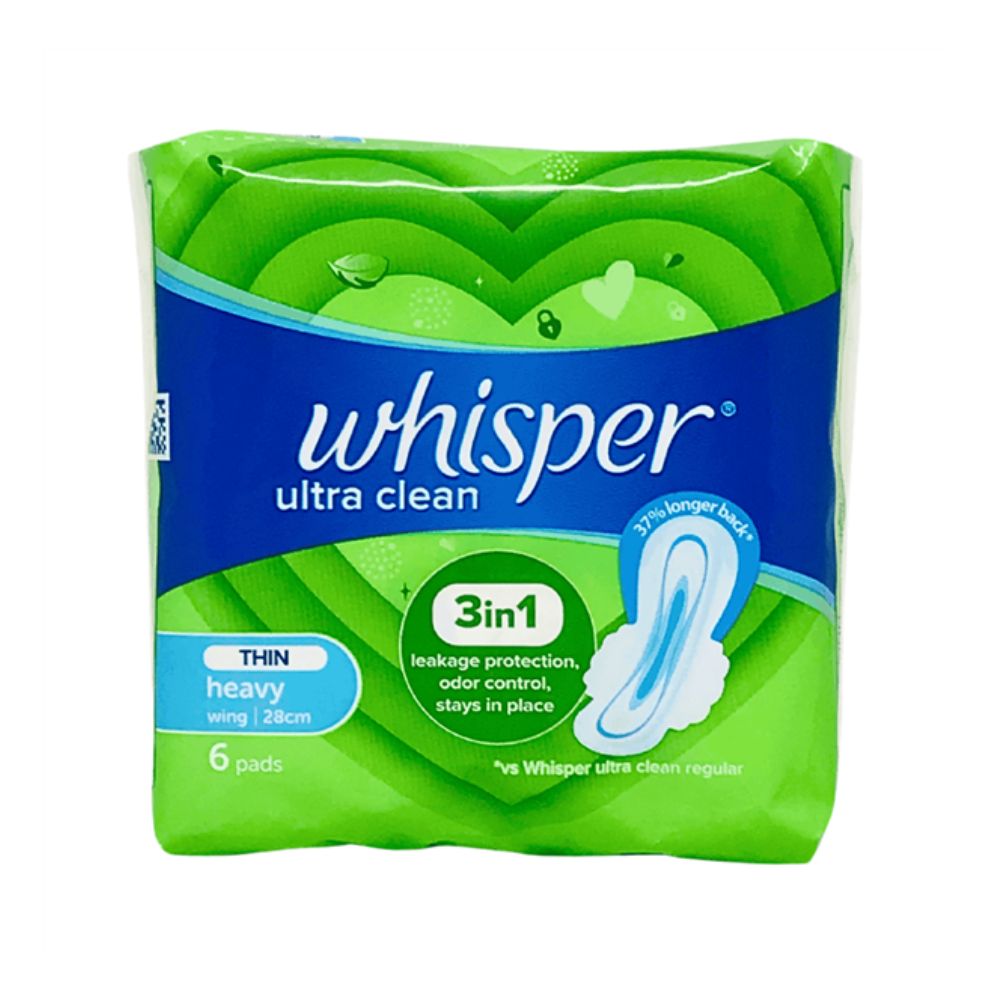 Whisper Ultra Clean Ultra Thin Sanitary Pads 28cm, 6 Pieces, Wholesale ...