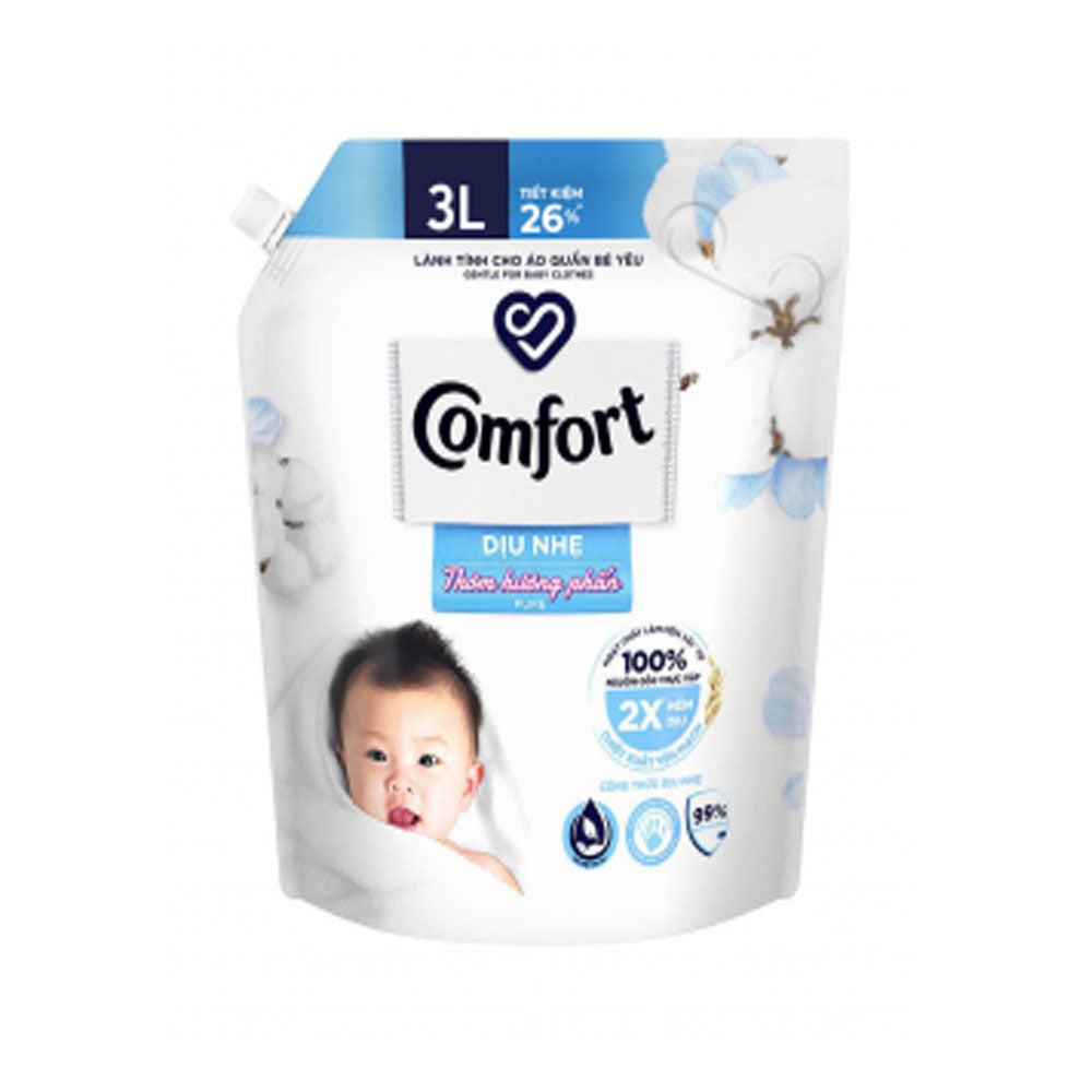 Comfort Fabric Softener, Gentle and Delicate Powder Scent, 3L Pouch ...